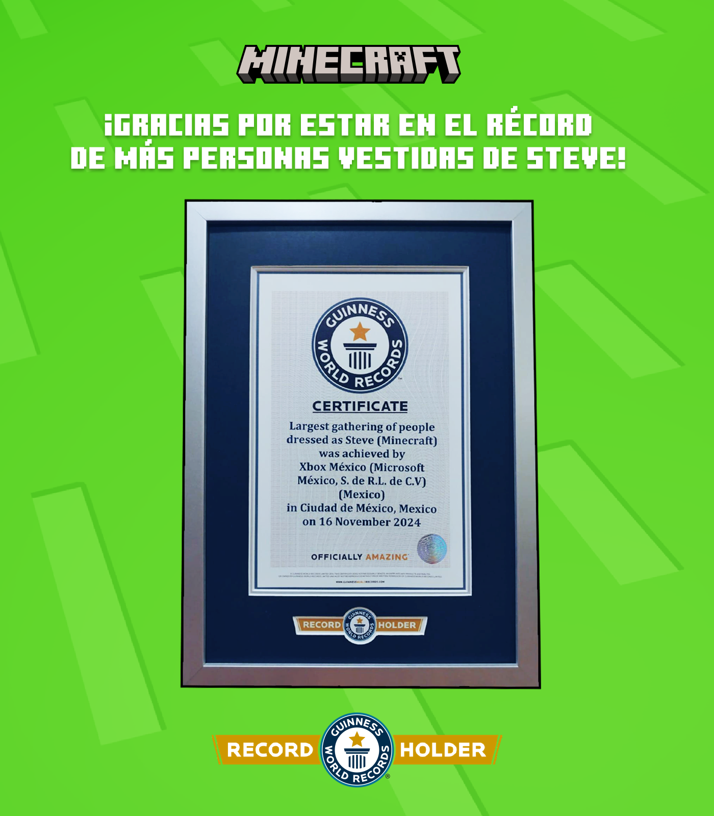 ¡Minecraft y Xbox rompieron un Récord Mundial Guinness en la Ciudad de ...